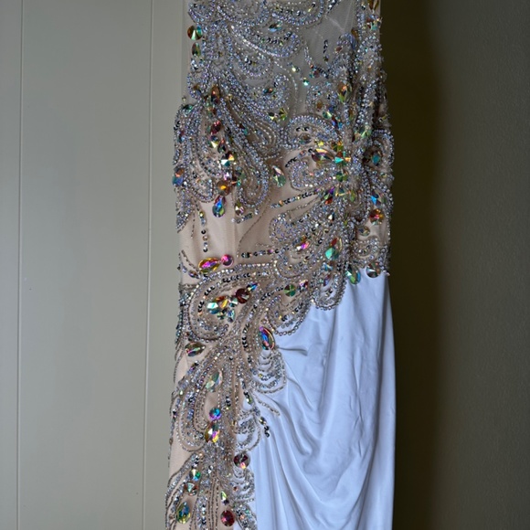 Cache | Dresses | Nude And White Jewel Encrusted Prom Or Gala Gown ...